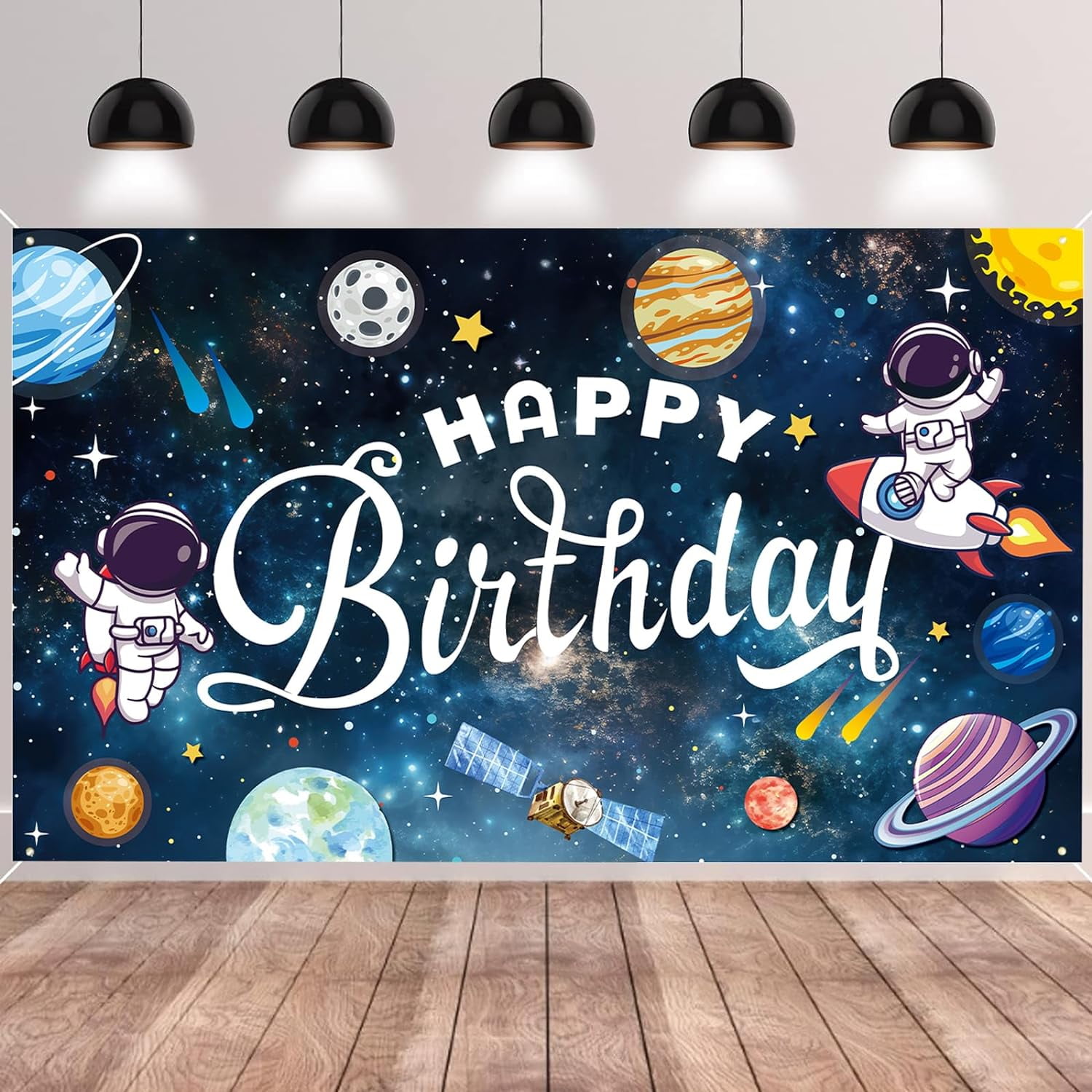 Space Happy Birthday Banner Backdrop Photography Background Birthday ...