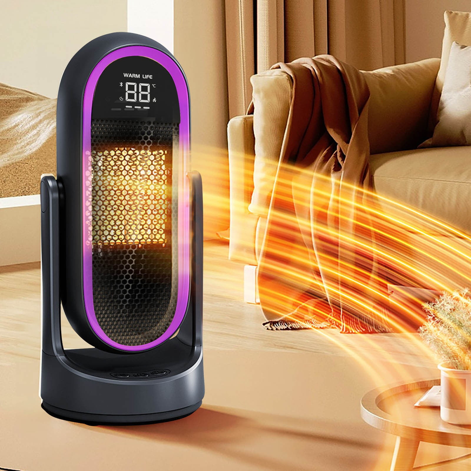 Space Heater, 1000W Electric Heaters for Indoor Use, PTC Ceramic ...