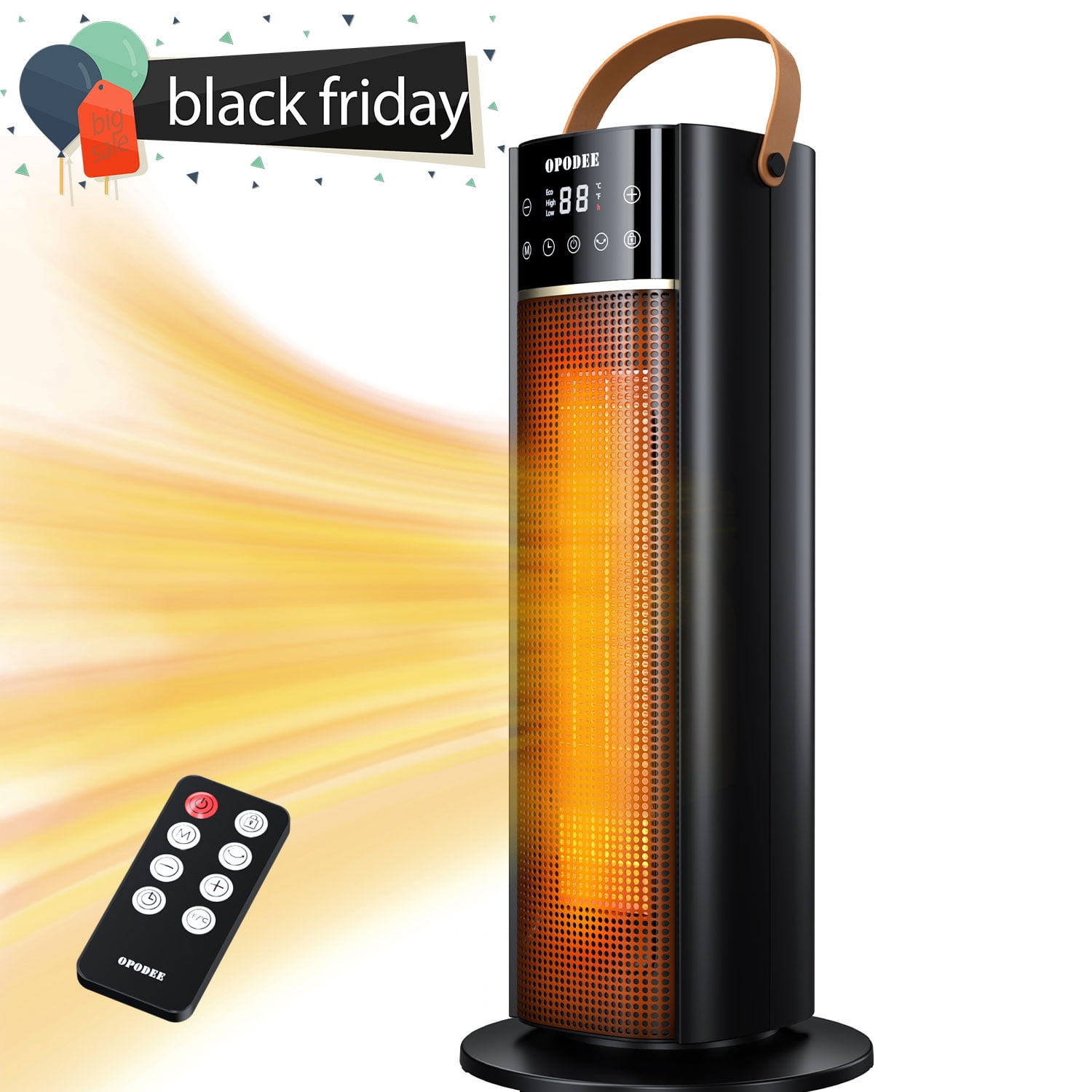 Space Heater, 1500W PTC Ceramic Heating 18" Electric Space Heater for ...