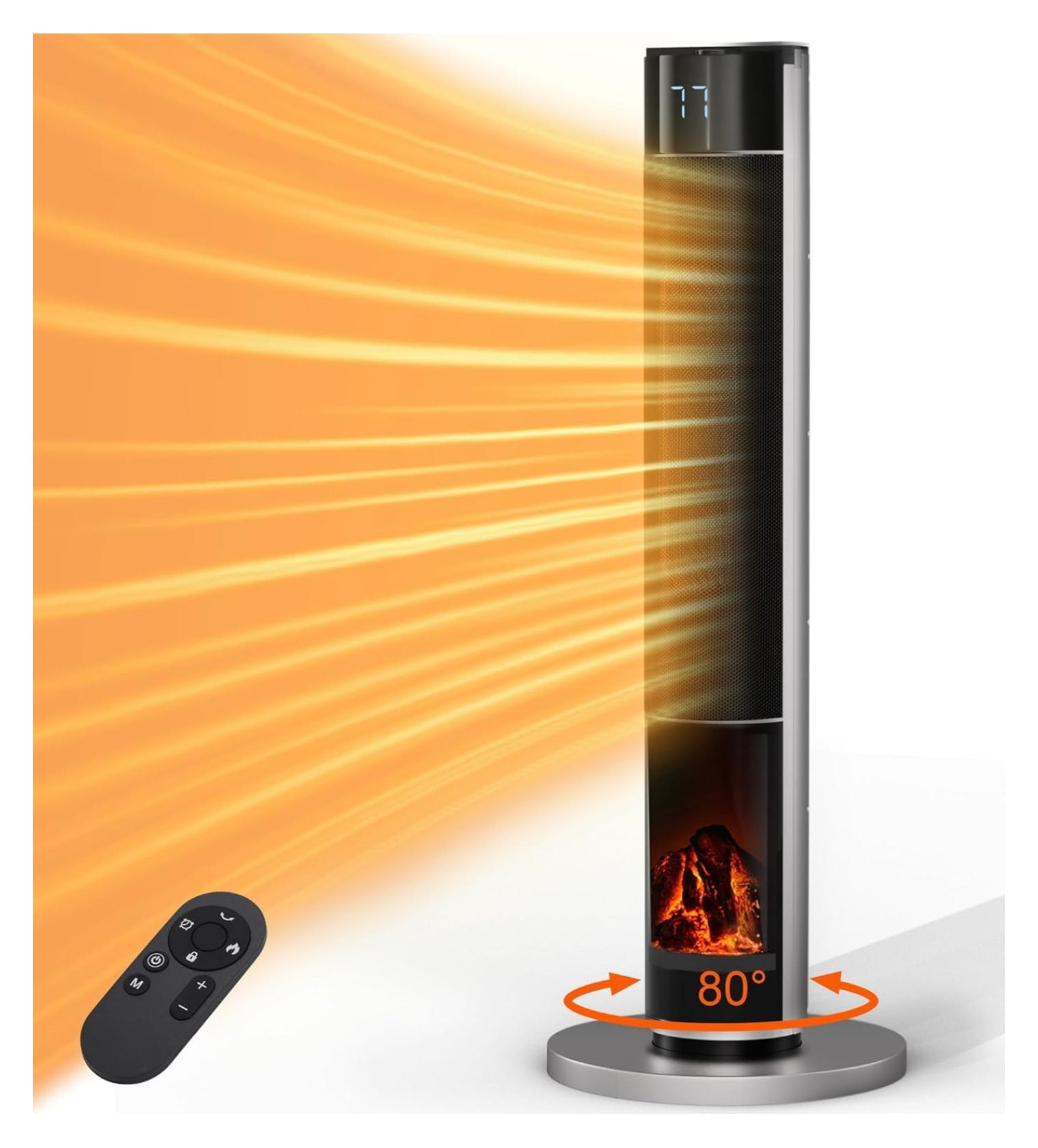 Space Heater, 1500W Portable Tower Heater with , Adjustable Thermostat ...