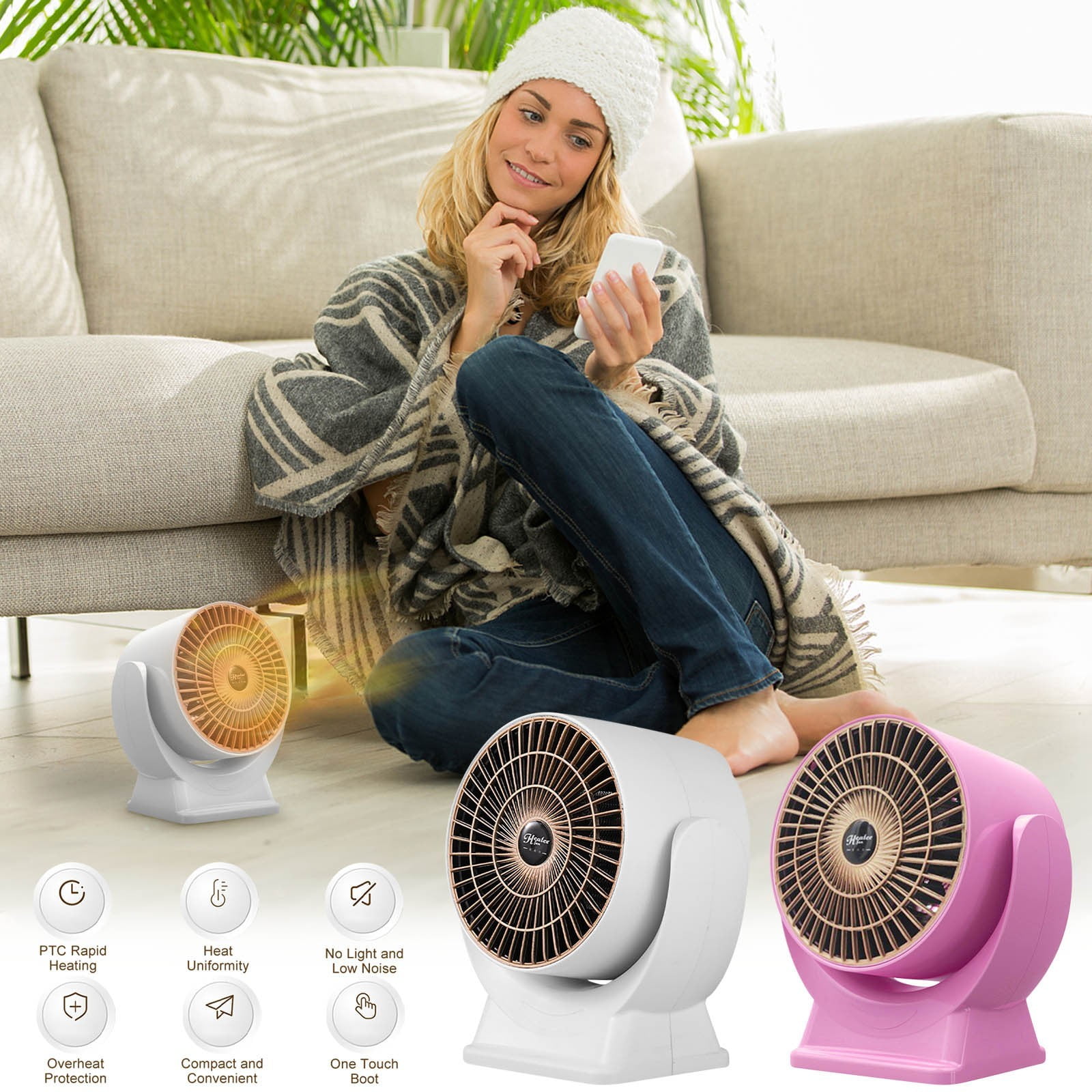 Space Heater Electric Desktop Heater High Output Fan For Home Bedroom ...