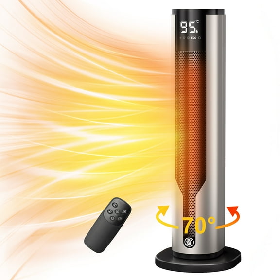 ATUPEN Space Heater, 1500W PTC Electric Heater with Thermostat, 70° Oscillation Timer for Indoor Bedroom