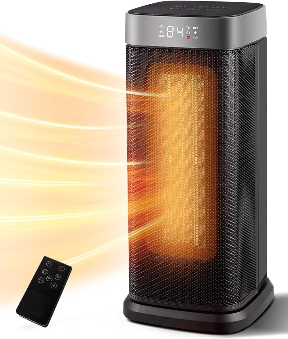 Space Heater for Indoor Use, 1500W Electric & Portable Ceramic Heaters with 80°Oscillating ...