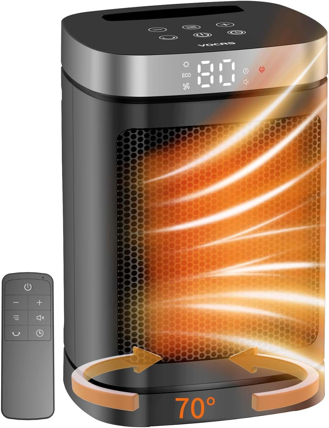 Space Heater, Portable PTC Ceramic Heater for Indoor Use, 1-12H Timer ...