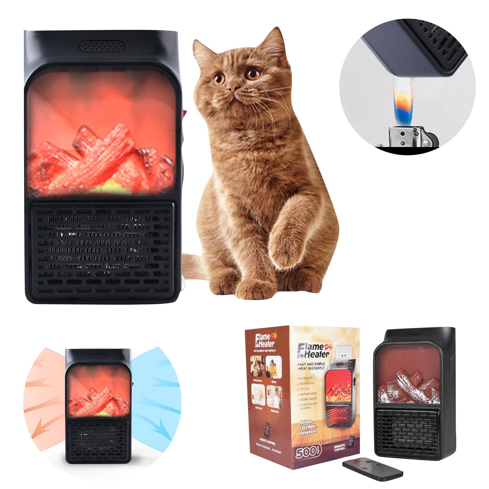 Christmas Gifts,500W Fan Heater Electric Heater Ceramic Fan Heater Safe ...