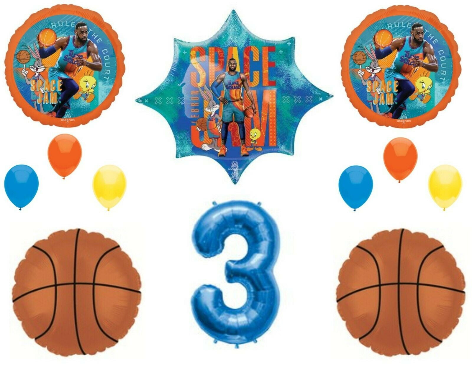 Space Jam 2 3rd Birthday Looney Tunes Party Basketball balloons ...