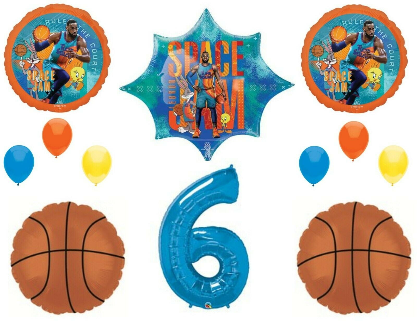 Space Jam 2 6th Birthday Looney Tunes Party Basketball balloons ...