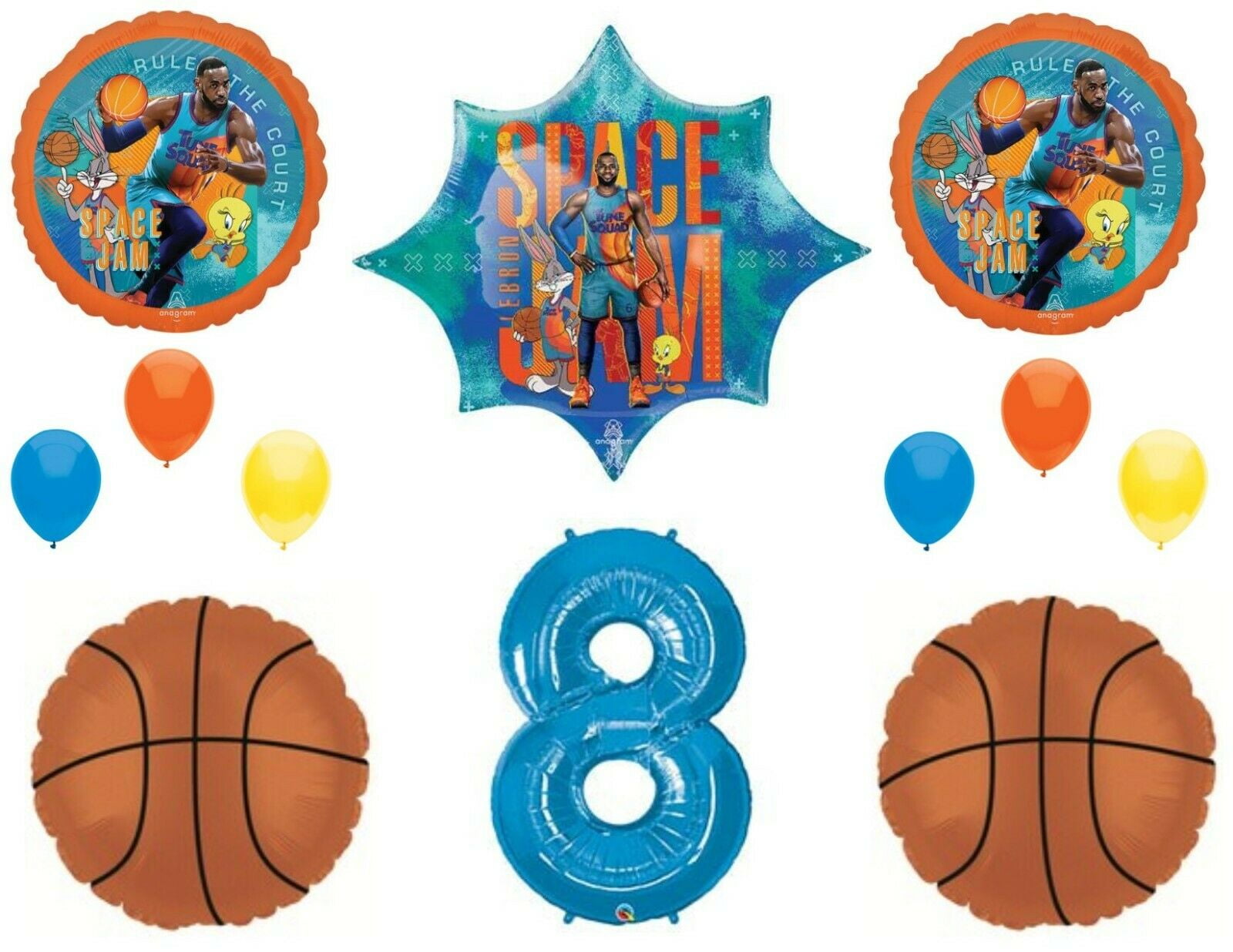 Space Jam 2 8th Birthday Looney Tunes Party Basketball balloons ...