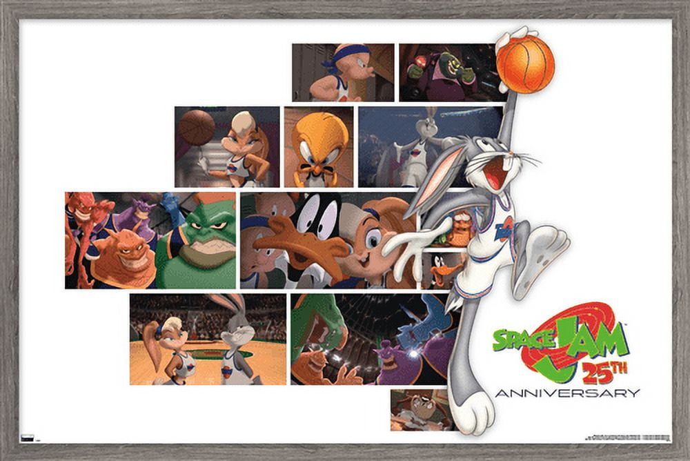 Space Jam - 25th Collage Wall Poster, 14.725" x 22.375", Framed ...