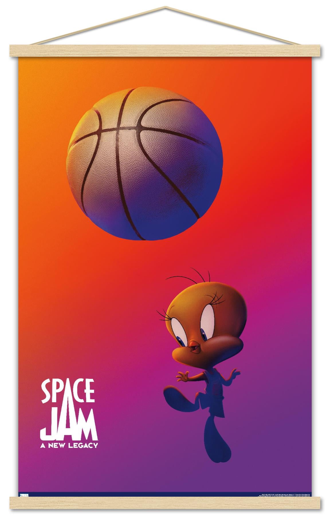 Space Jam: A New Legacy - Tweety One Sheet Wall Poster with Wooden ...
