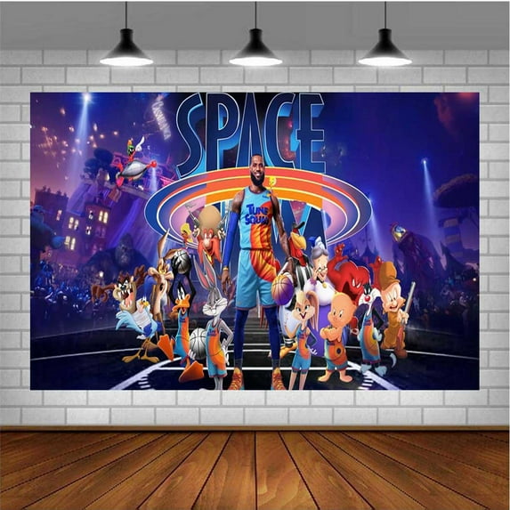Space Jam Backdrop Background Banner Birthday Party Supplies Taspestry ...
