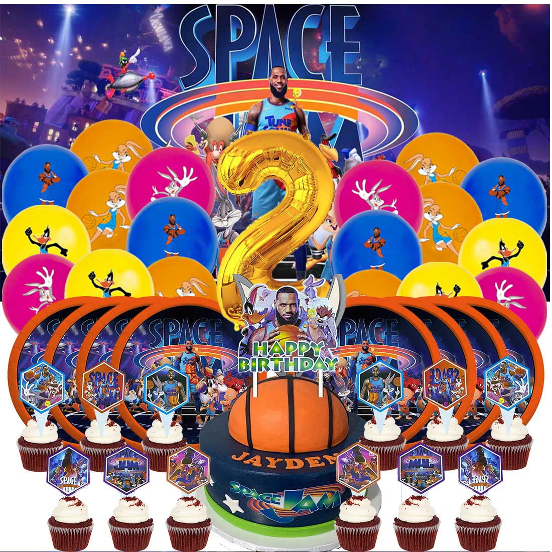 Space Jam Balloons Party Supplies 2nd Decor Tableware Birthday Cake ...