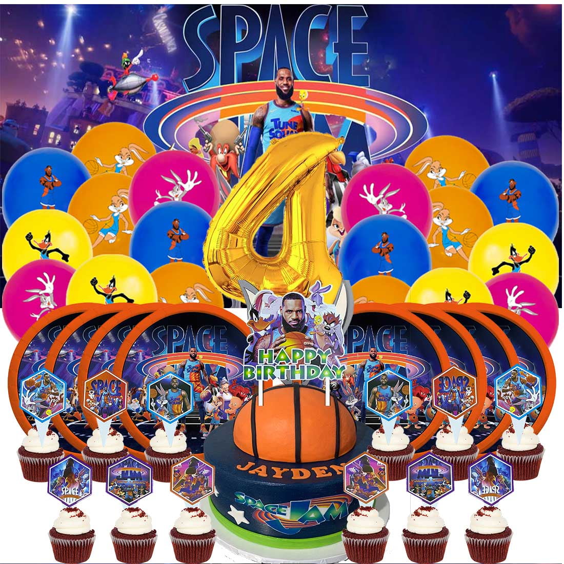 Space Jam Balloons Party Supplies 4th Decor Tableware Birthday Cake ...