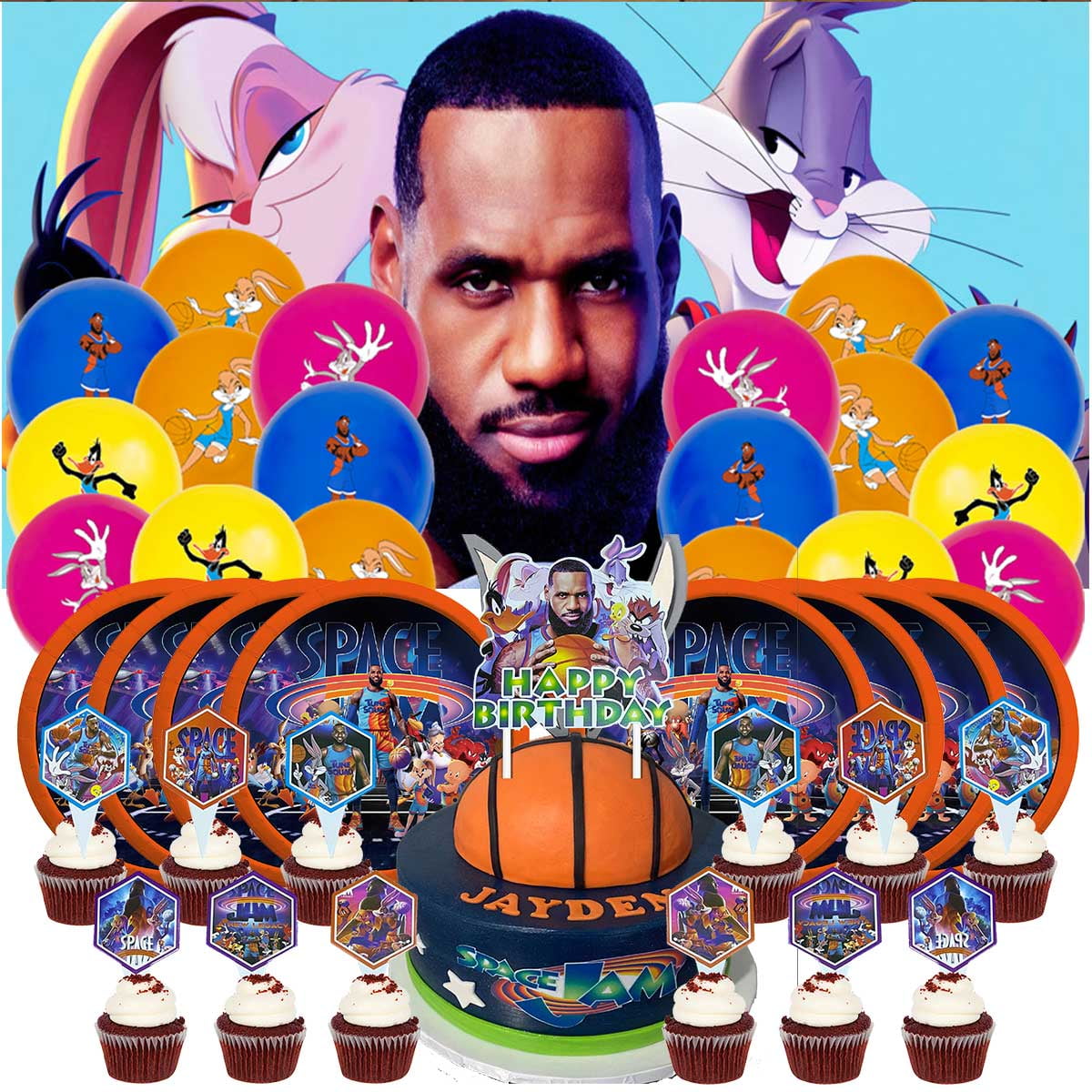 Space Jam Birthday Party Supplies Balloons Plates Decoration Cake ...