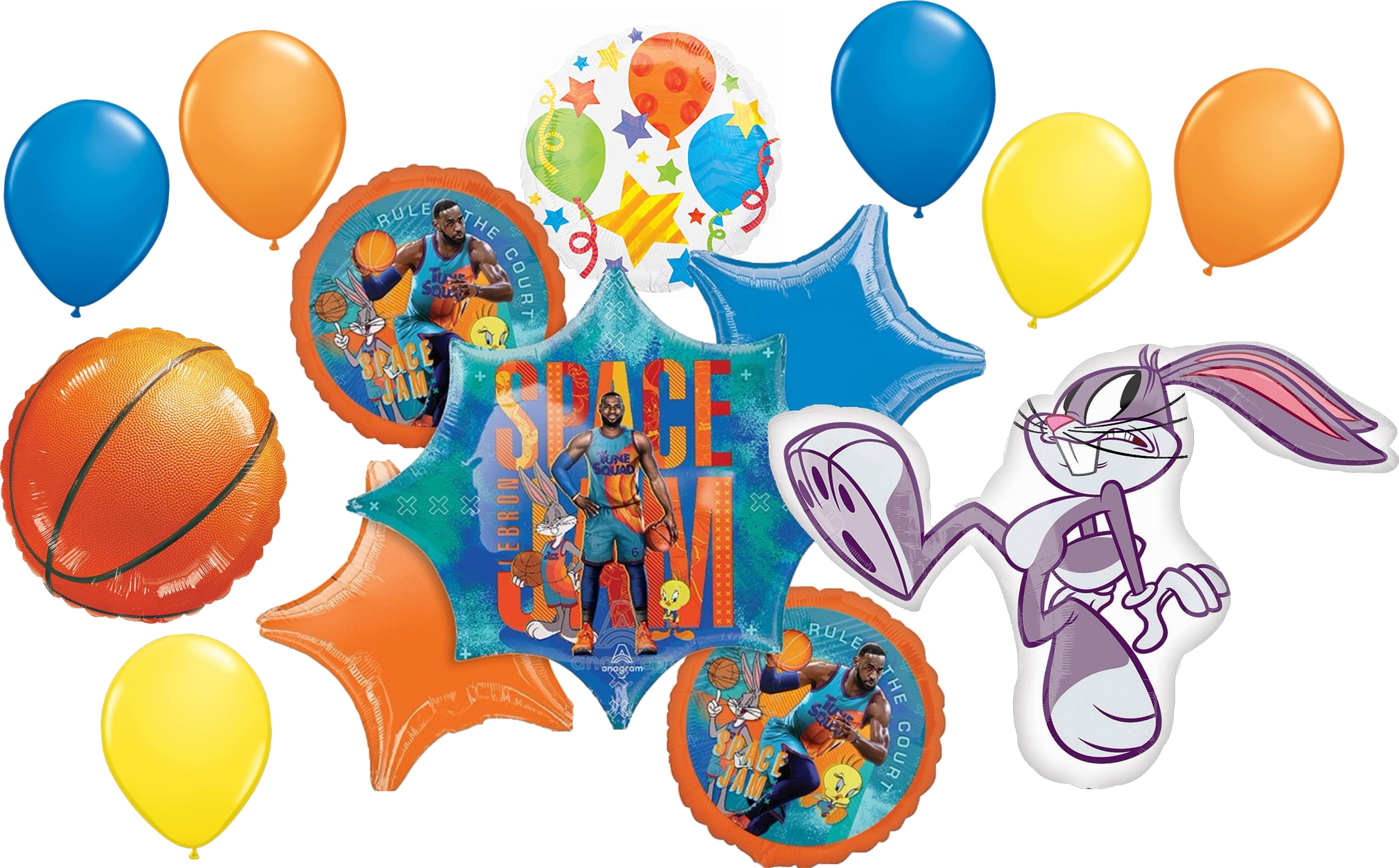 Space Jam Birthday Party Supplies Flying Bugs Bunny Balloon Bouquet ...