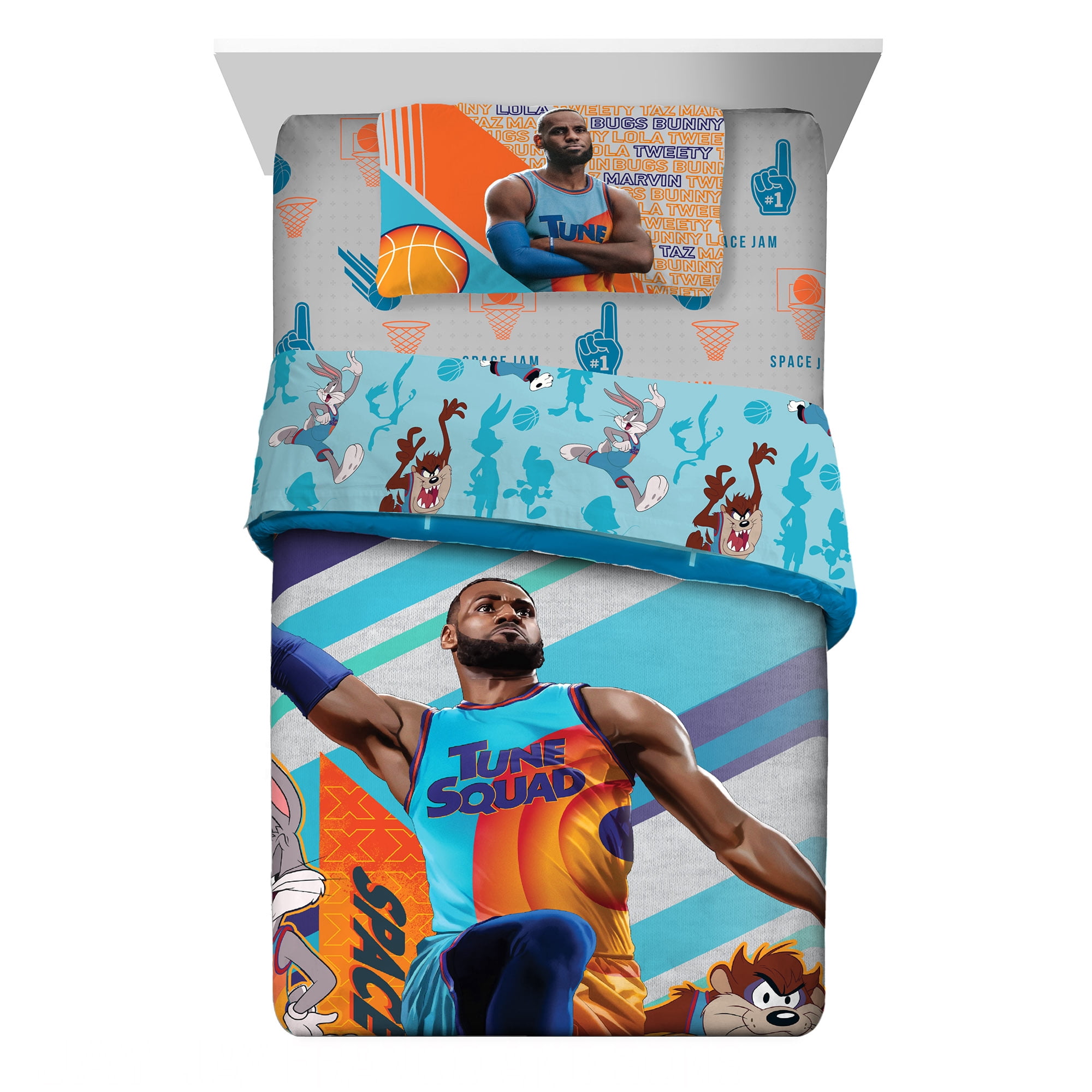 Space Jam Kids Twin Bed in a Bag, Comforter and Sheets, Blue, Warner ...