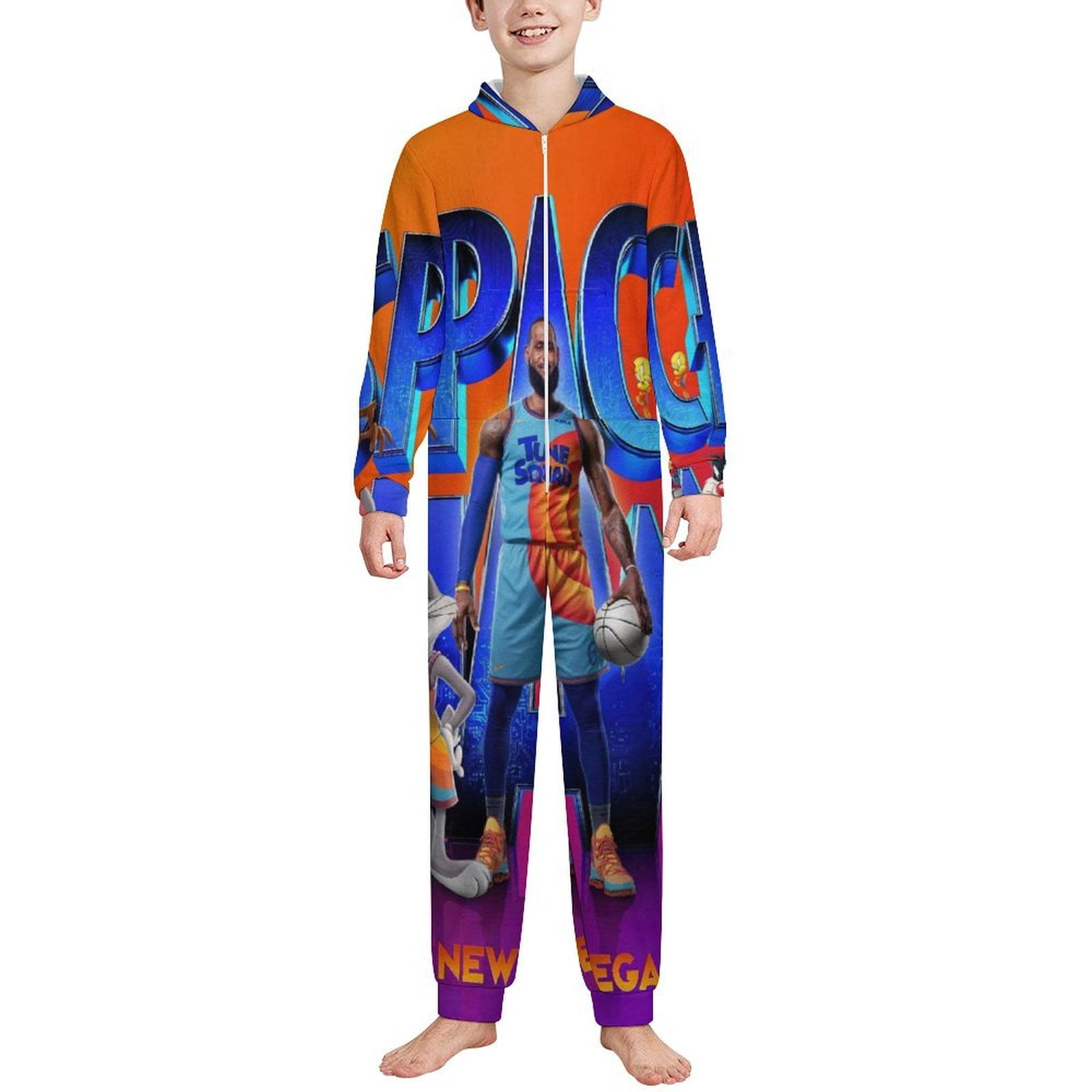 Space Jam One Piece Pajama Hooded Union Suit PJs Sleepwear - Walmart.com