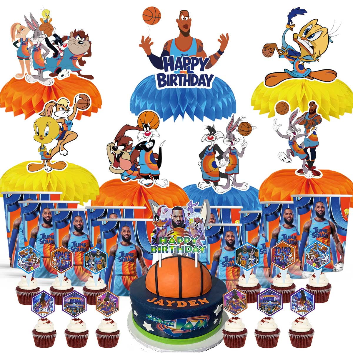 Space Jam Party Supplies Decor Cups Fans Decorations Honeycomb ...