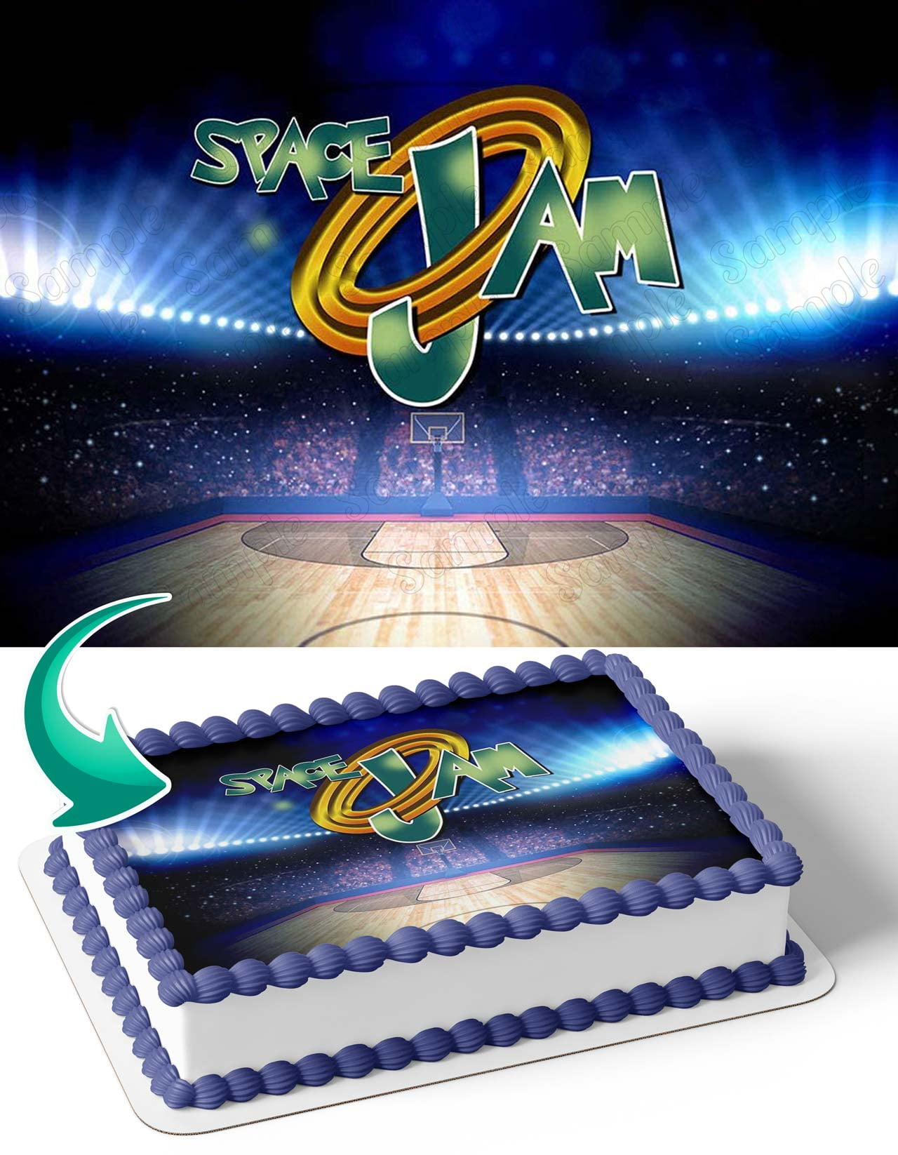 Space Jam SP Edible Image Cake Topper Personalized Birthday Sheet Decal Banner 1/4 Sheet ...