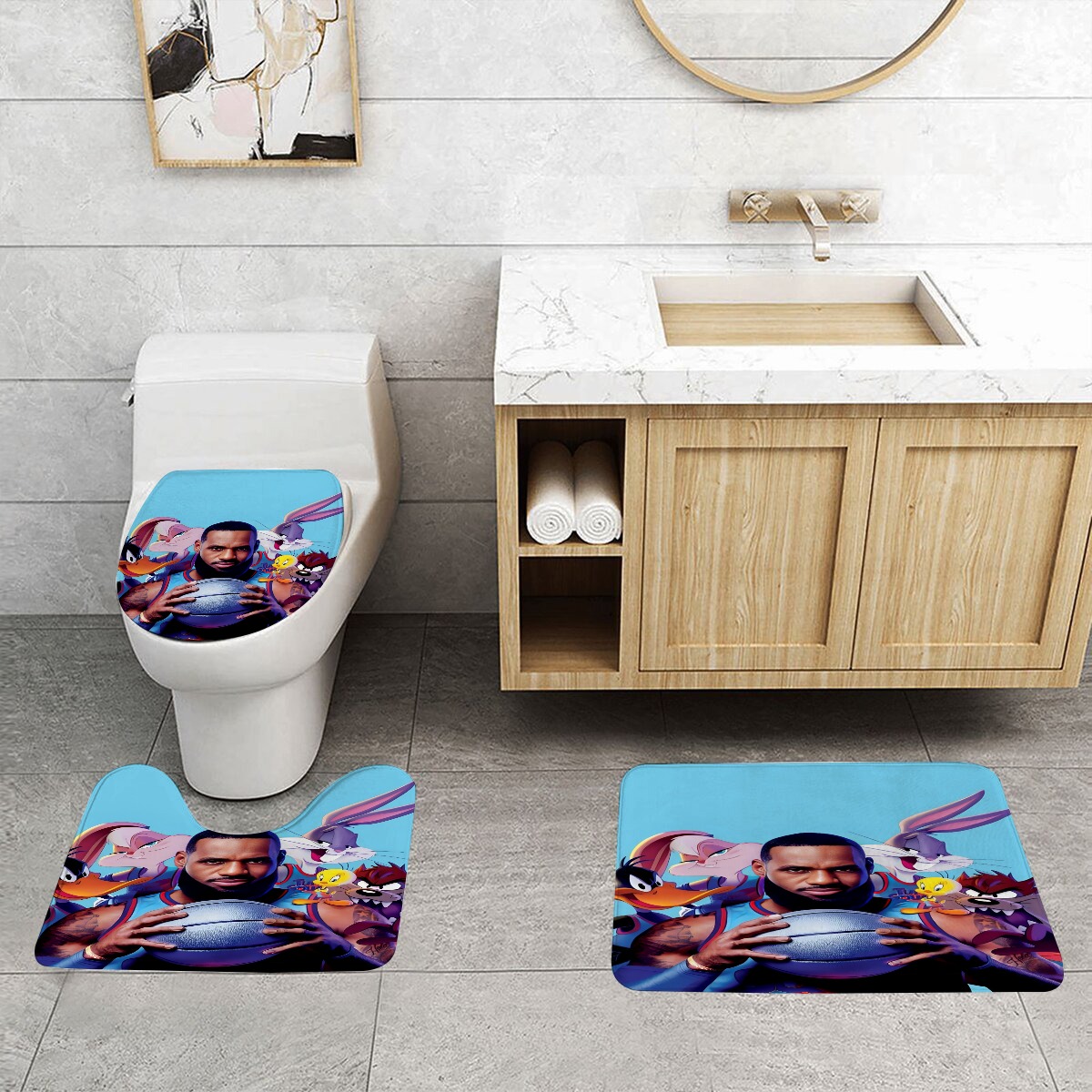 Space Jam floor mat and toilet set is durable, machine washable, and ...