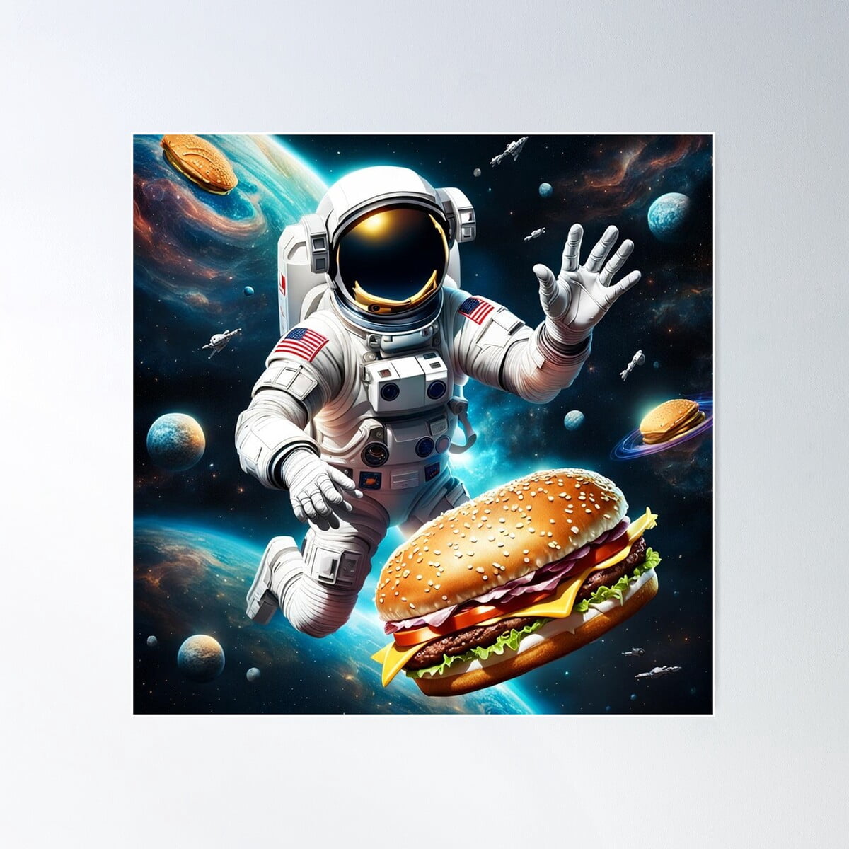 Space Junk Food Burger Poster Wall Art, Modern Wall Decor For Living ...