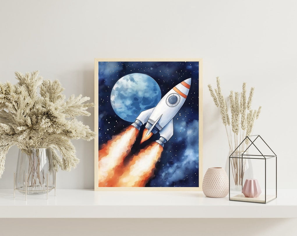 Space Kids Room Prints, Astronaut And Planets Wall Art Outer Space ...