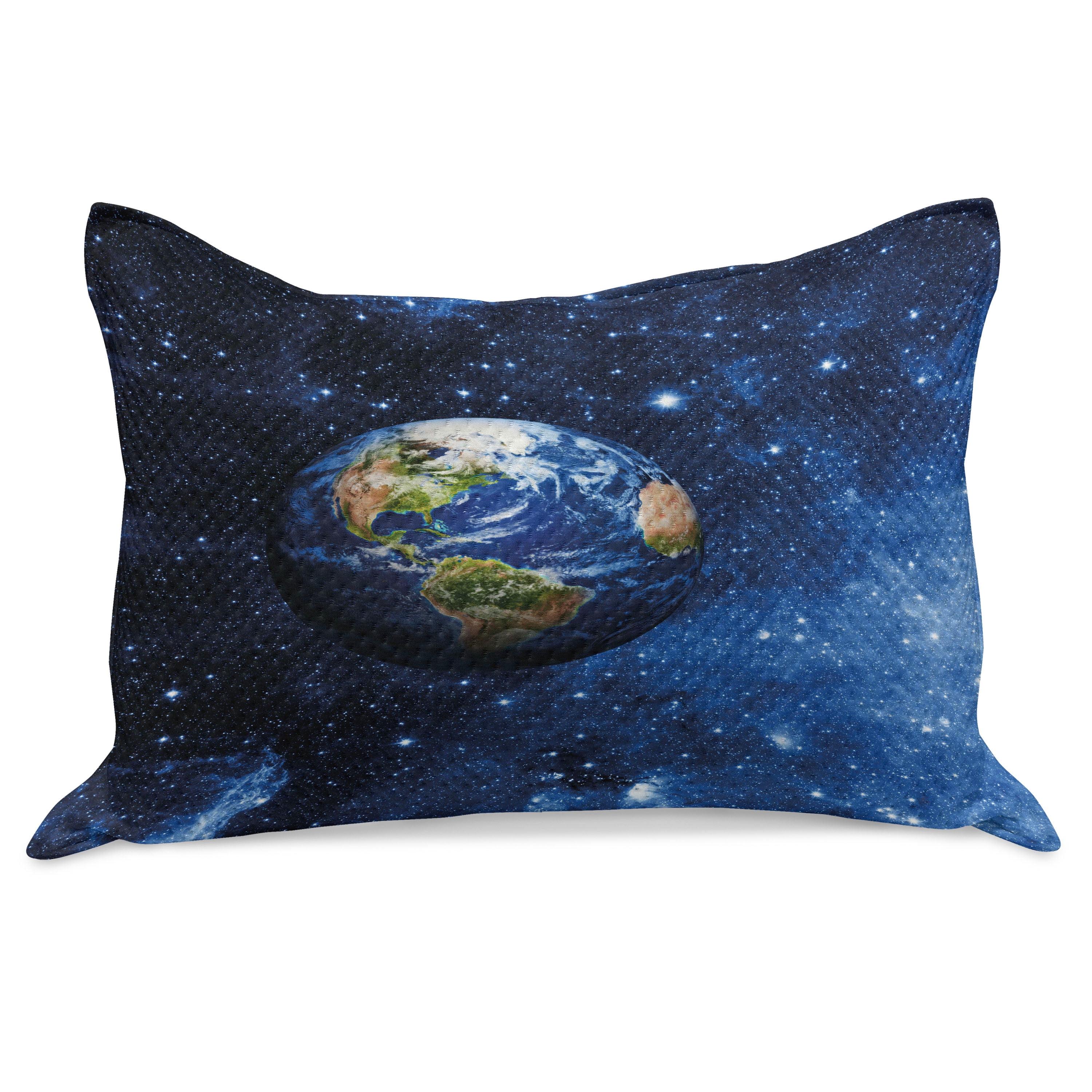 Space Knitted Quilt Pillowcover, Outer View of Planet Earth in Solar ...