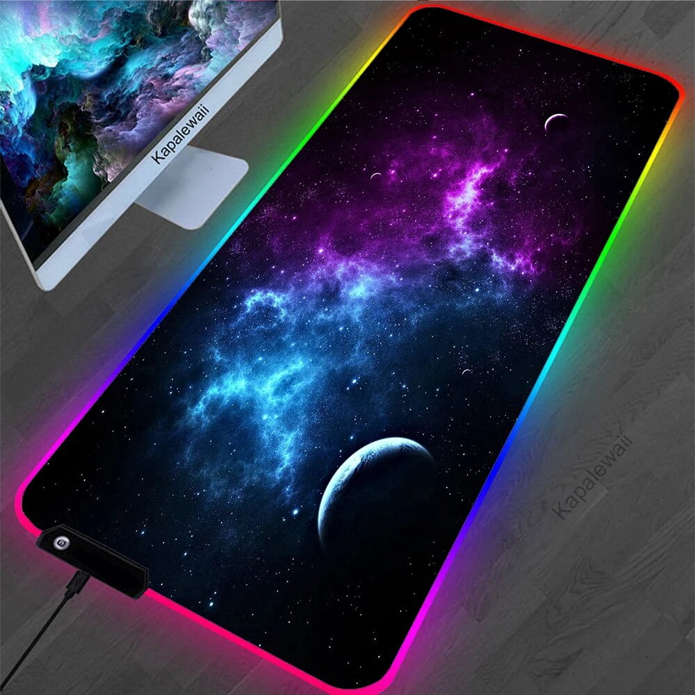Space LED Light Gaming Mouse Pad Large RGB Mousepad Gamer Office ...