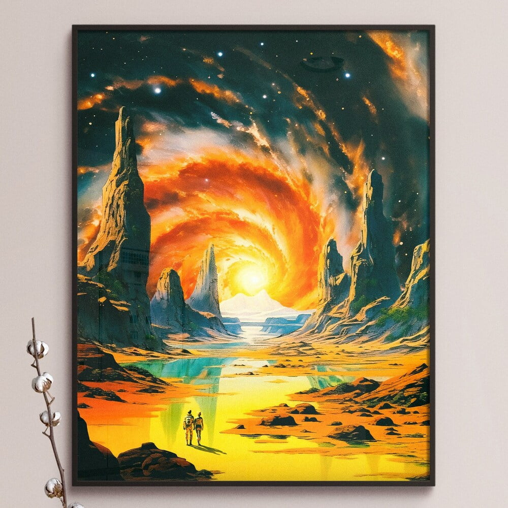Space Landscape, Printable Poster, Retro Futurism, Vintage Collage ...