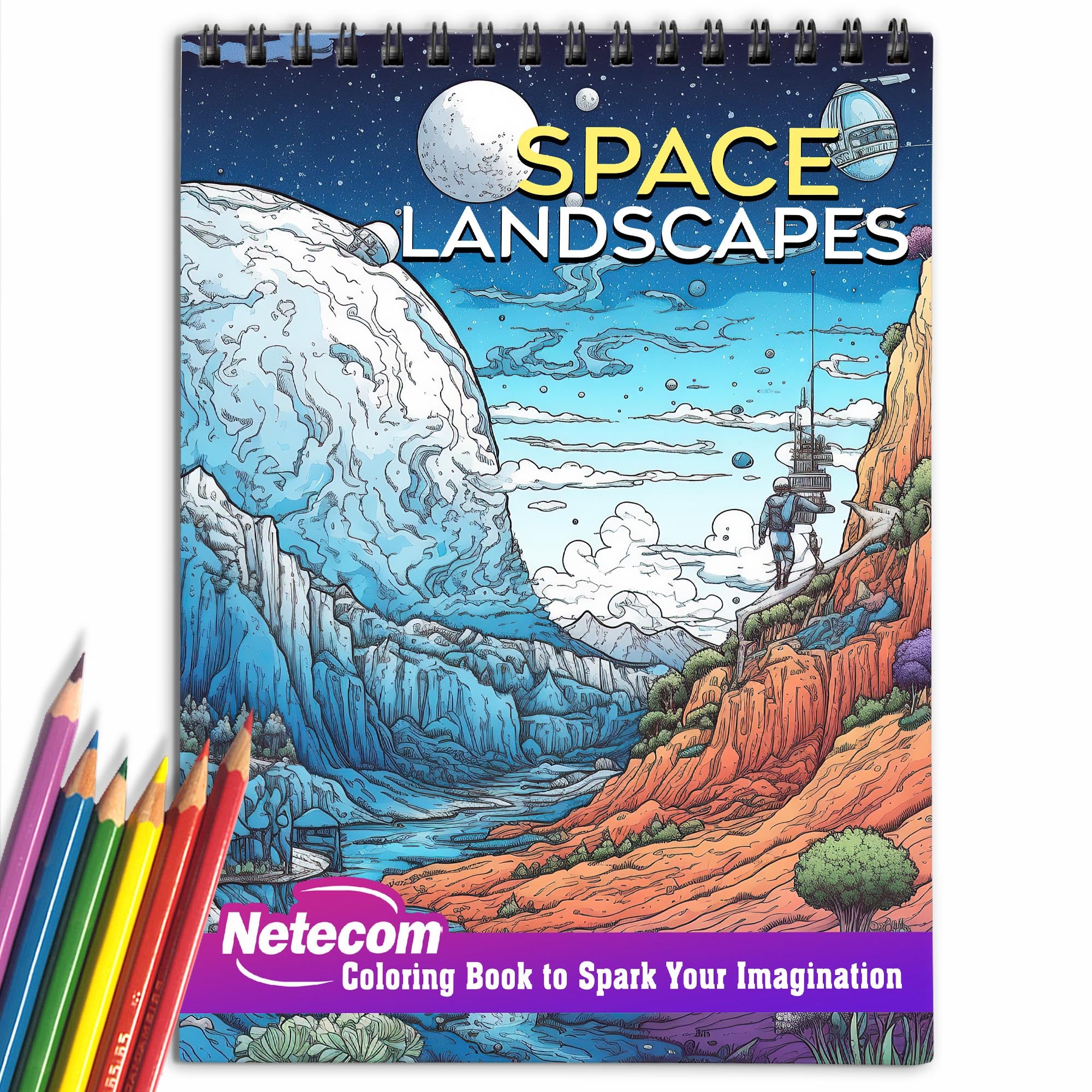 Space Landscapes Spiral Bound Coloring Book, A beautiful coloring book ...