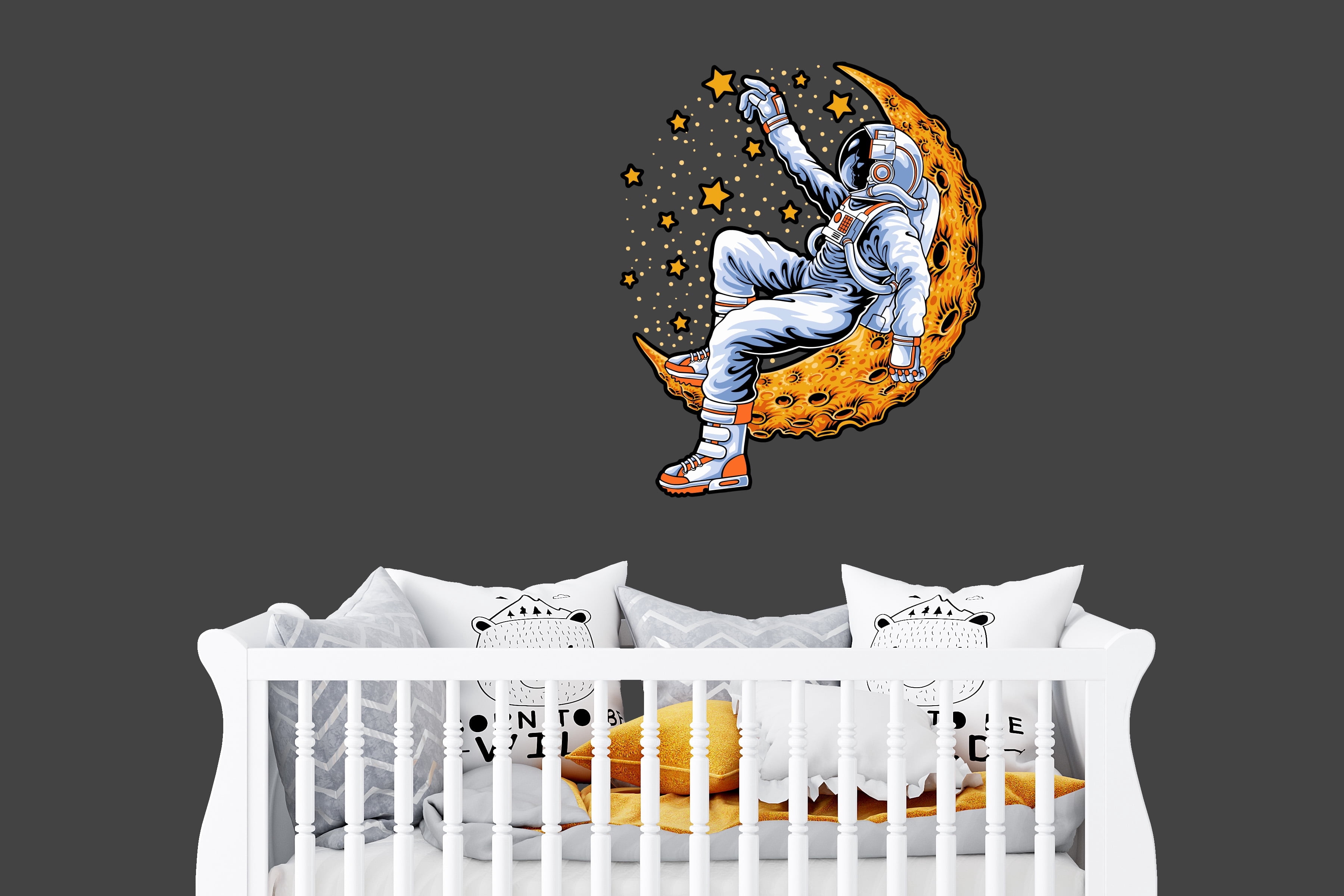 StickersForLife Space Man on the Moon Wall Decals for all ages se211 ...