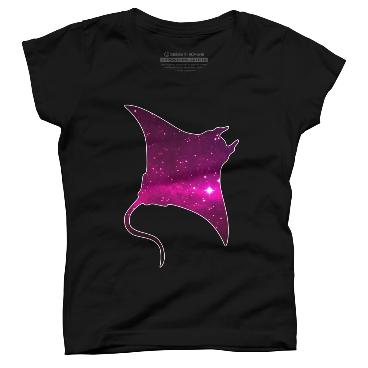 Space Manta Ray 2 Girls Black Graphic Tee - Design By Humans XS ...