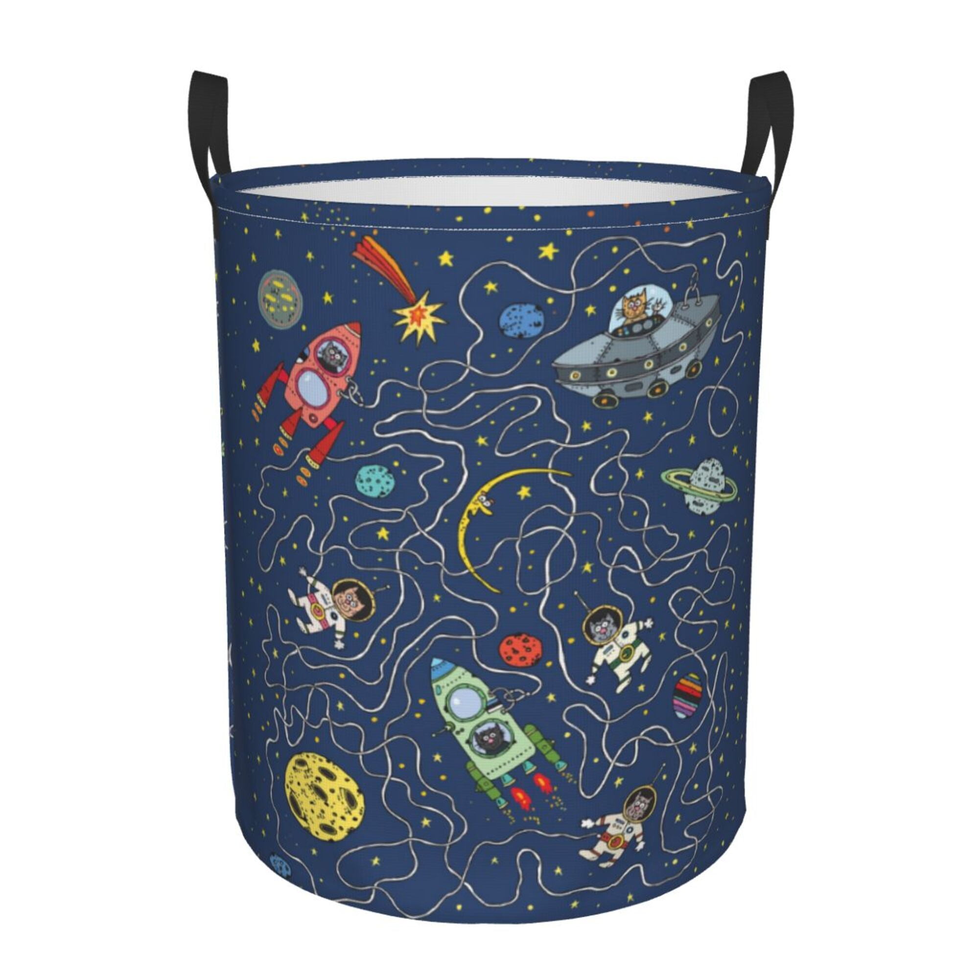 Space Maze Rocket Cat Astronaut Laundry Basket Organizer Collapsible ...