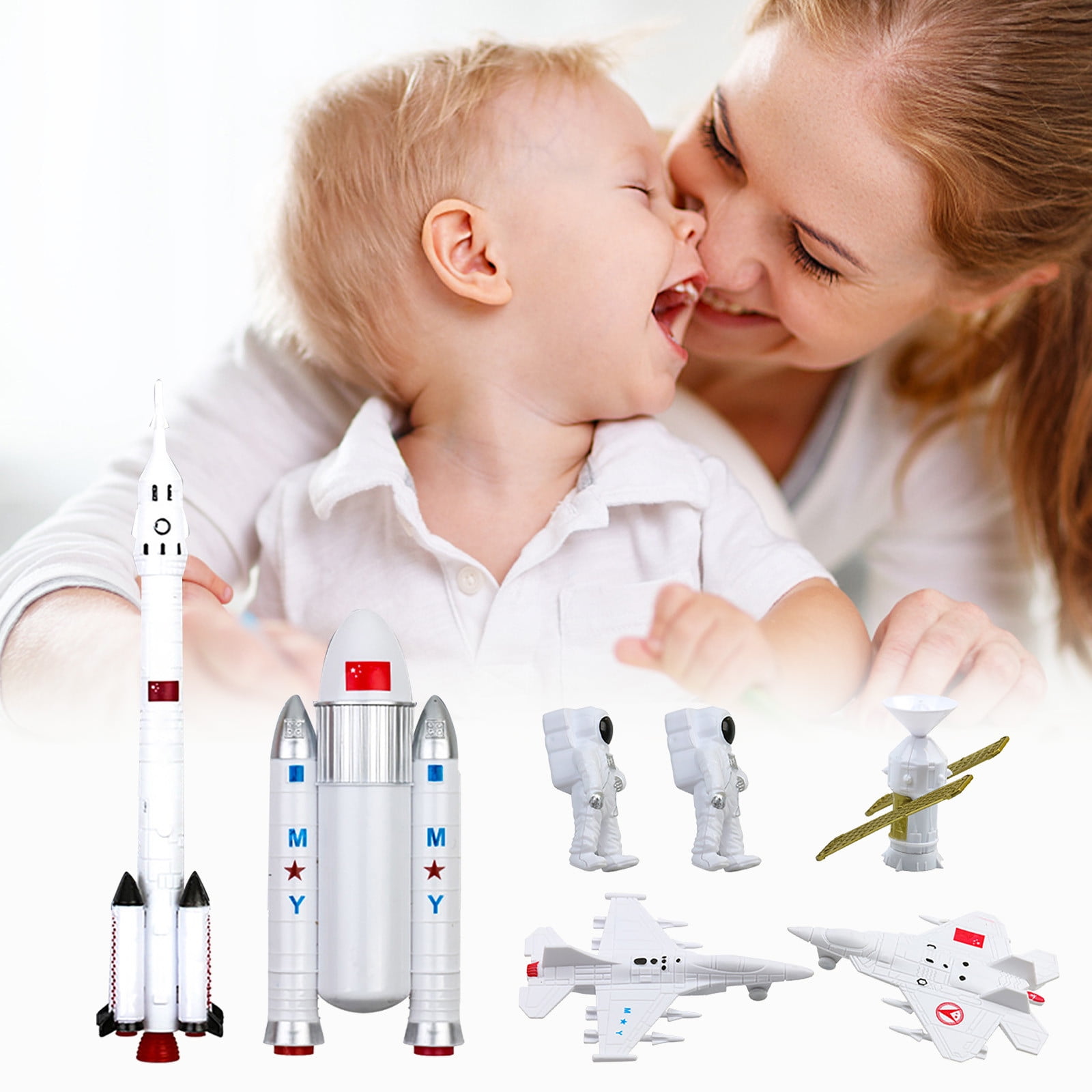 Space Model Toys Sets 7 PCS Space Astronauts Satellite Figurine Toys ...