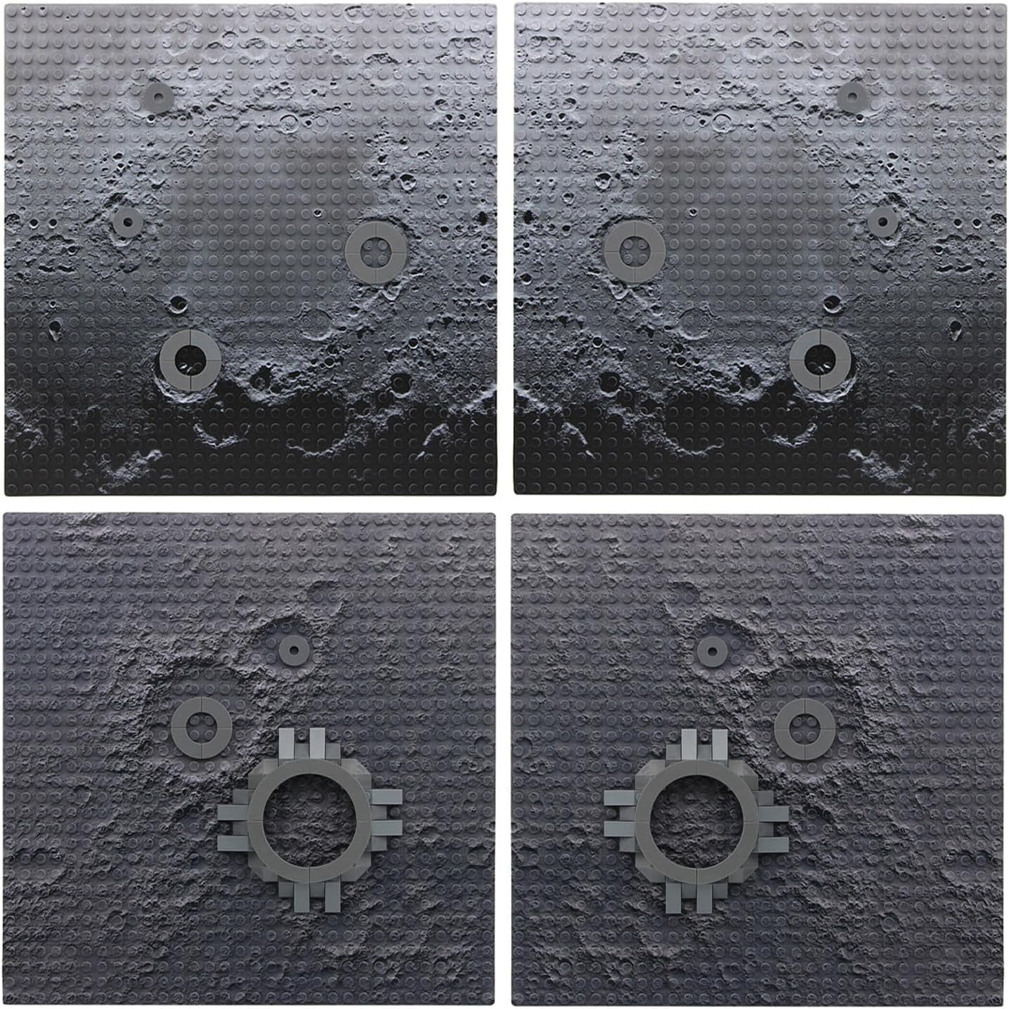 Space Moon Baseplate 10x10 inches Classic Building Blocks Base Plate Gray Compatible with Major ...