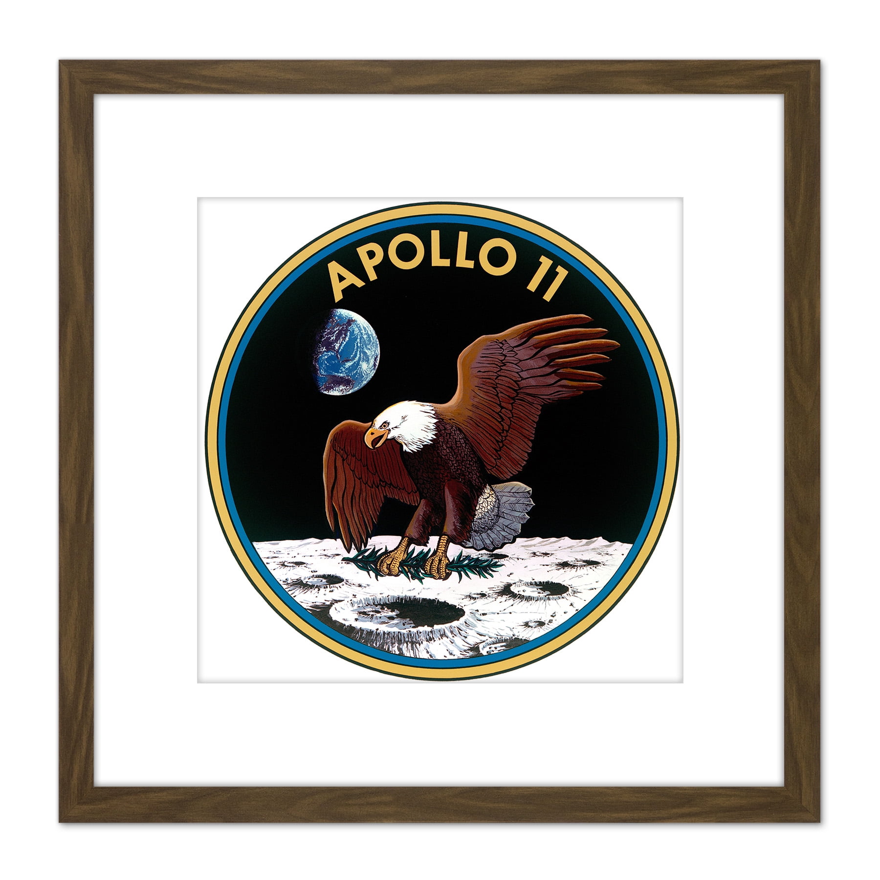 Space NASA Apollo 11 Mission Emblem Badge Patch 8X8 Inch Square Wooden ...