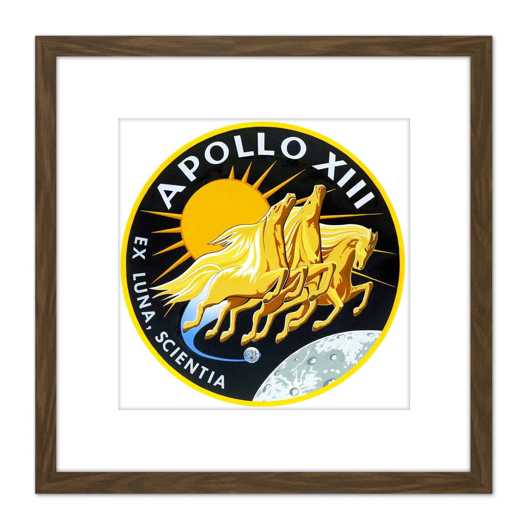 Space NASA Apollo 13 Mission Emblem Badge Patch 8X8 Inch Square Wooden ...