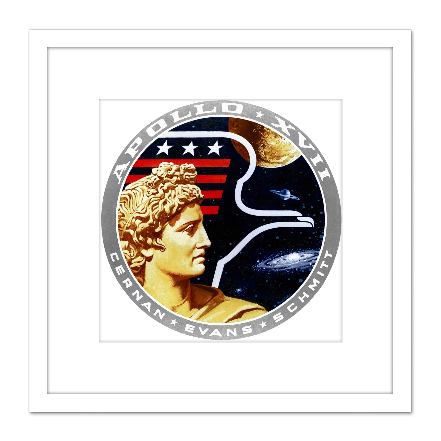 Space NASA Apollo 17 Mission Emblem Badge Patch 8X8 Inch Square Wooden ...