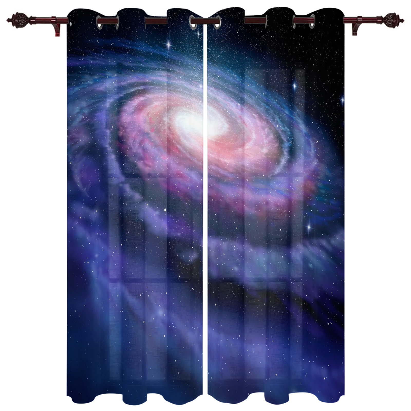 Space Nebula Galaxy Window Curtains Living Room Fabric Drapes Curtain ...