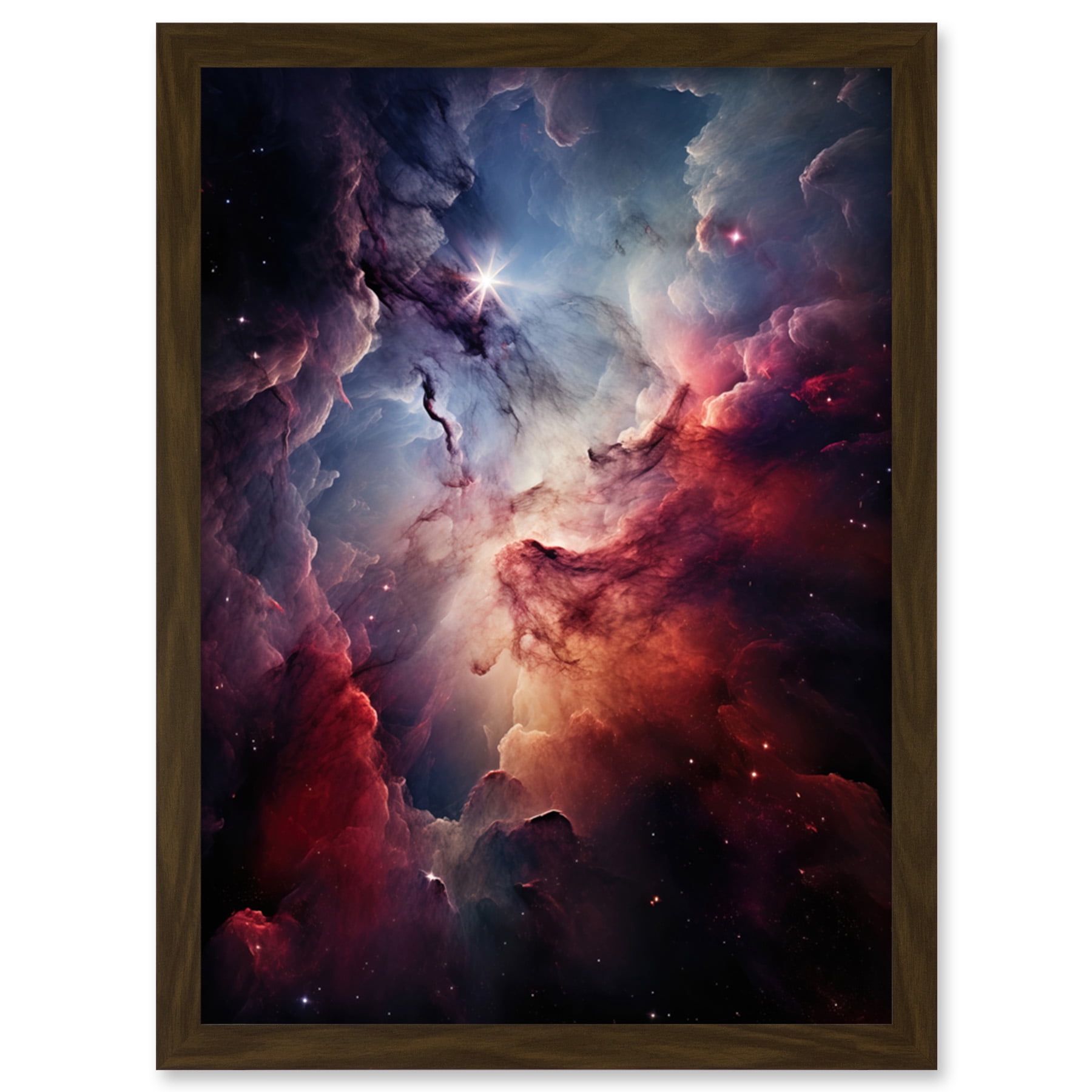 Space Nebula Image Hyperrealist Vibrant Artwork Purple Red Blue Star ...