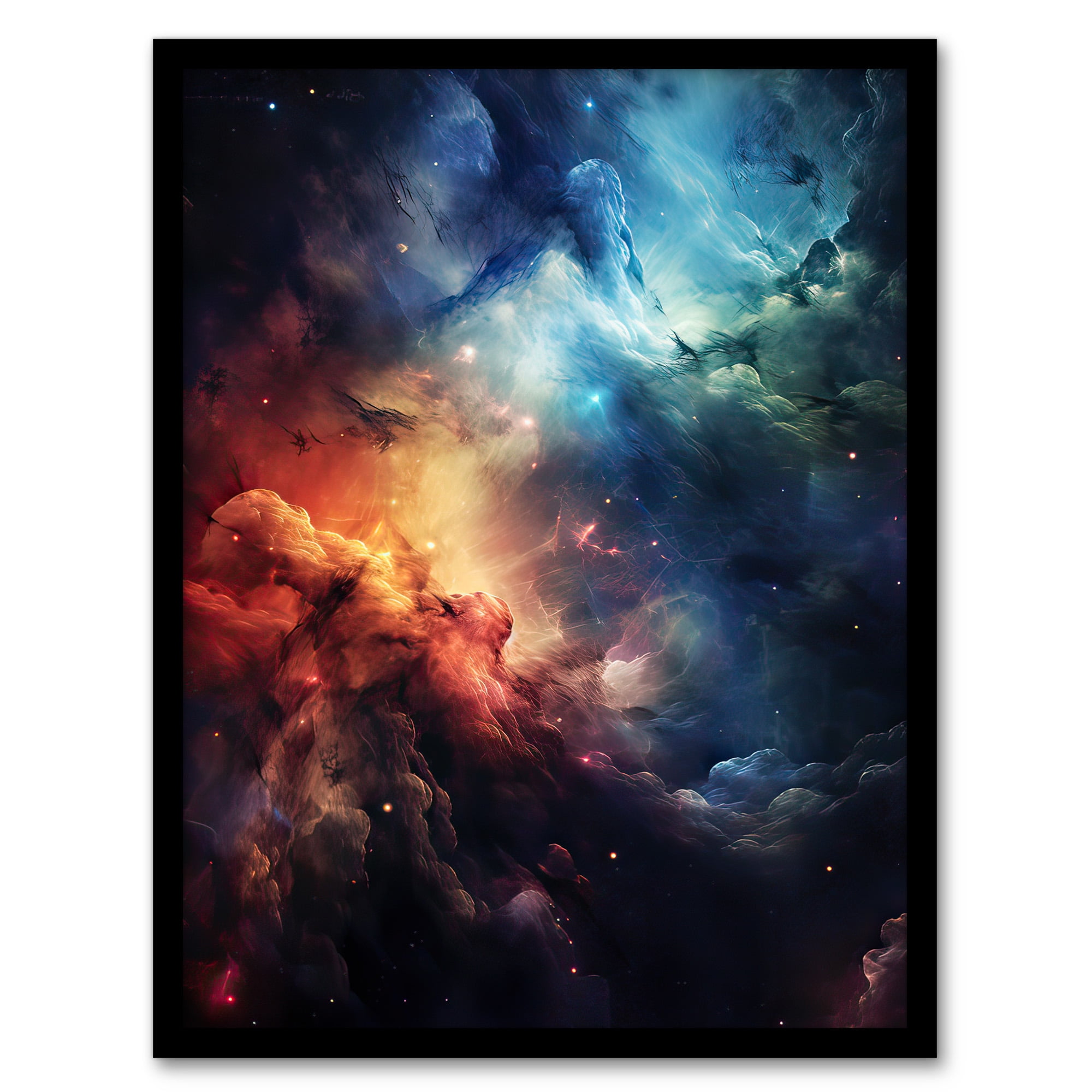 Space Nebula Rainbow Colour Dust Gas Clouds Artwork Framed Wall Art Print A4 - Walmart.com