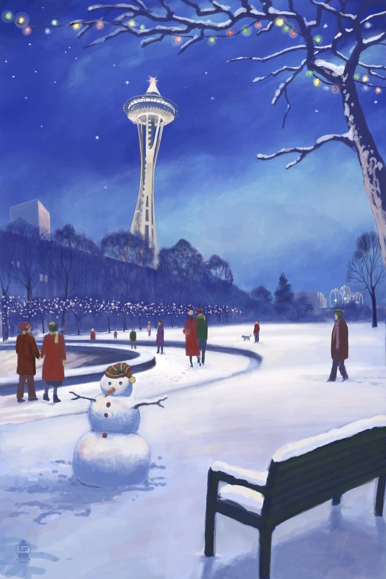 Space Needle in Snow, Seattle, WA (12x18 Wall Art Poster, Room Decor ...