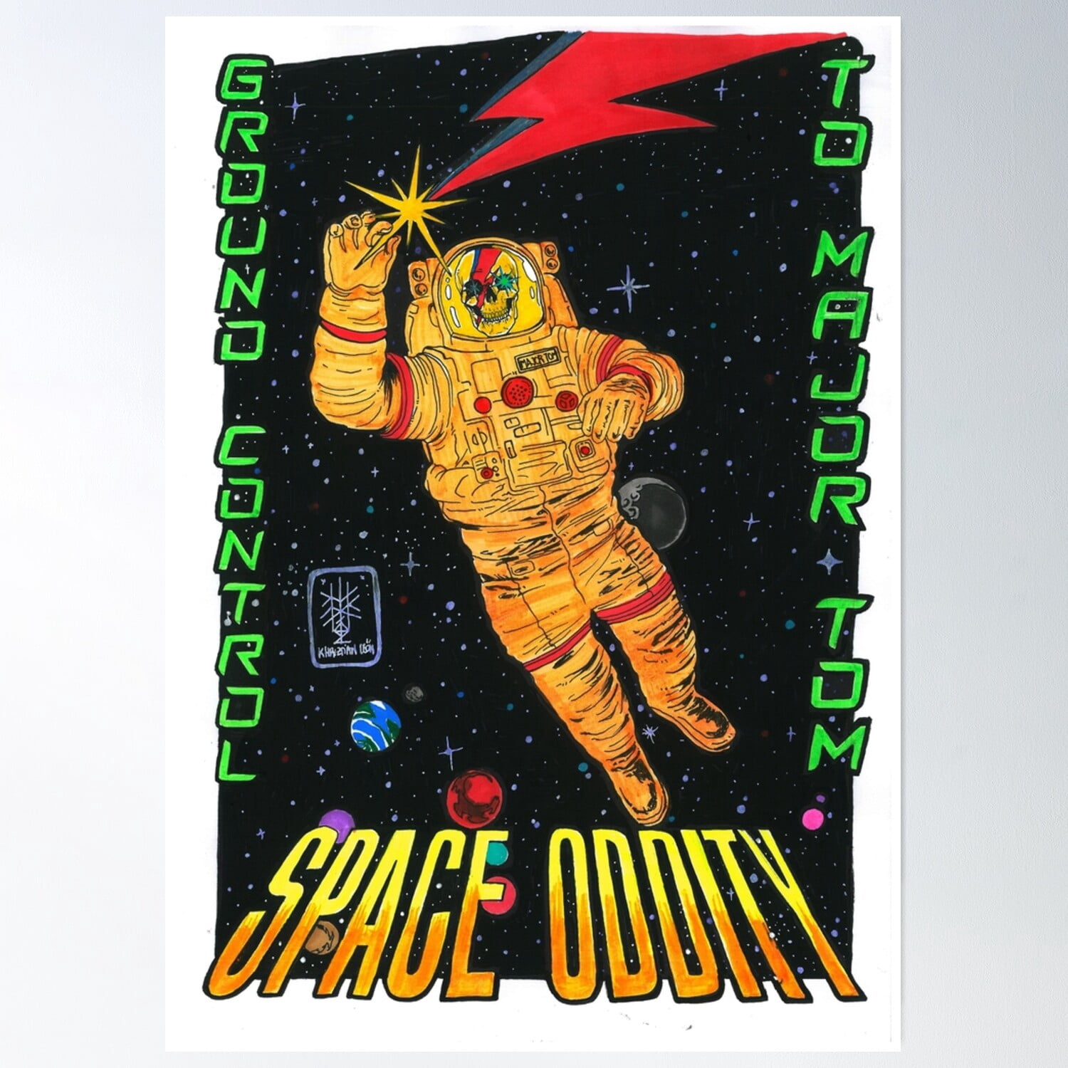 Space Oddity Poster Wall Art, Modern Wall Decor, 8x12 UNFRAMED ...