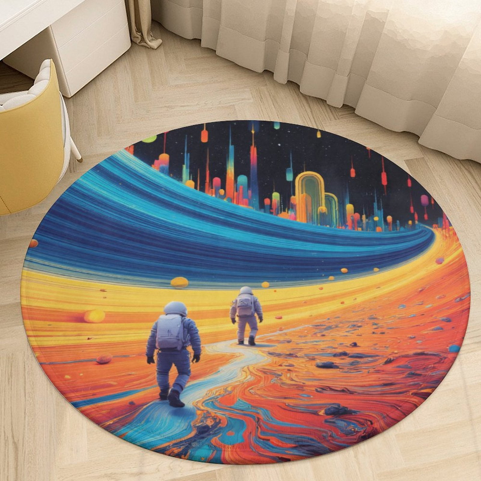 Space Odyssey Adventure Round Area Rugs for Bedroom Living Room, 3FT ...