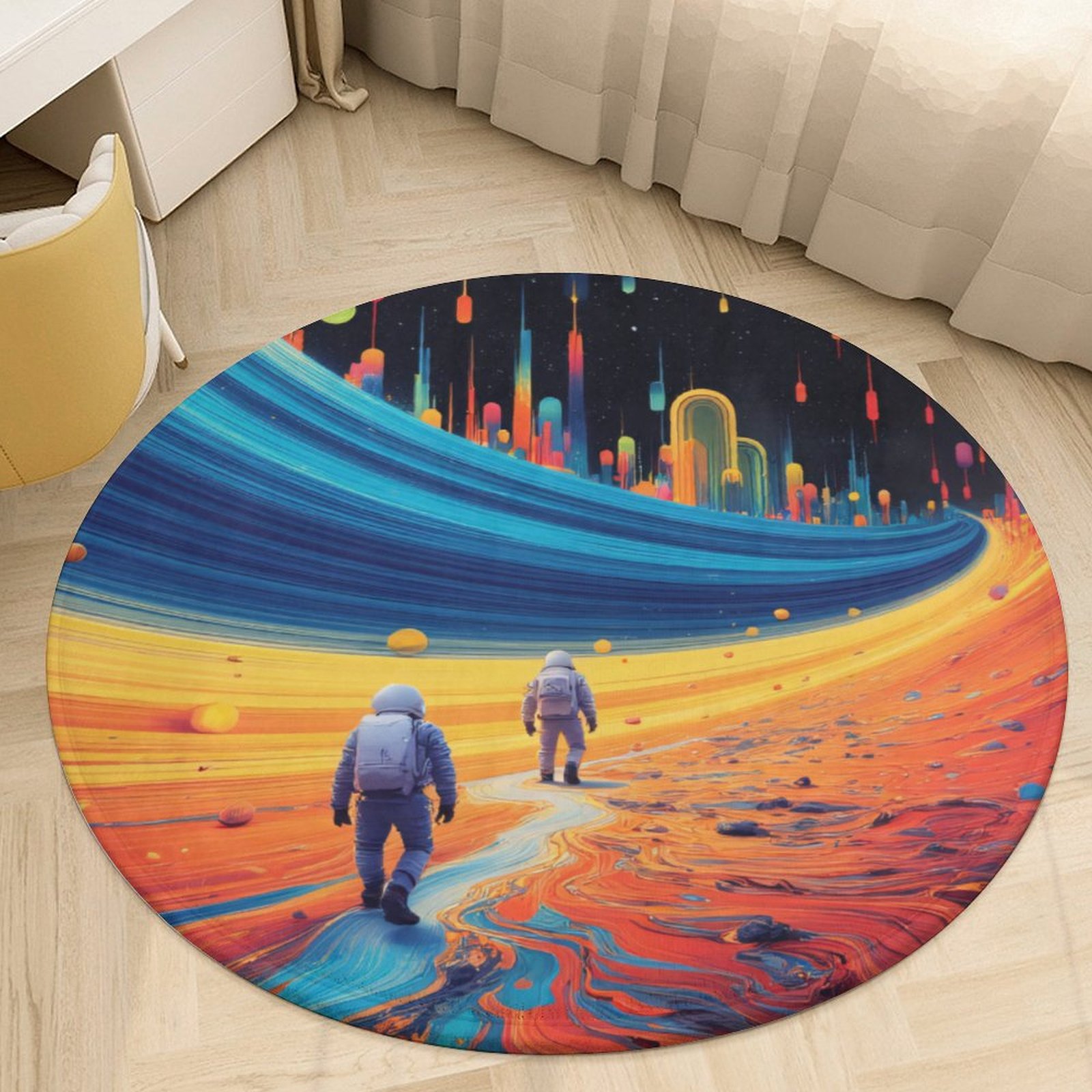 Space Odyssey Adventure Round Area Rugs for Bedroom Living Room, 6FT ...