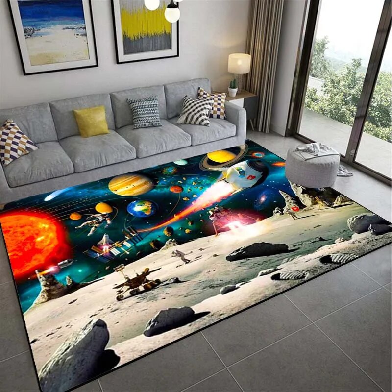 Space Planet Carpet Starry Sky Carpets In The Living Room Rug Illusion ...