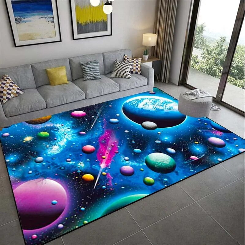 Space Planet Carpet Starry Sky Carpets In The Living Room Rug Illusion ...