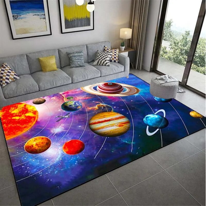 Space Planet Carpet Starry Sky Carpets In The Living Room Rug Illusion ...