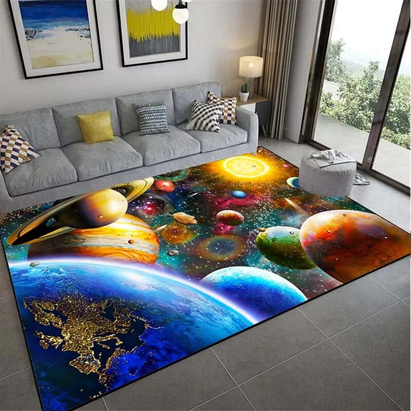 Space Planet Carpet Starry Sky Carpets In The Living Room Rug Illusion ...