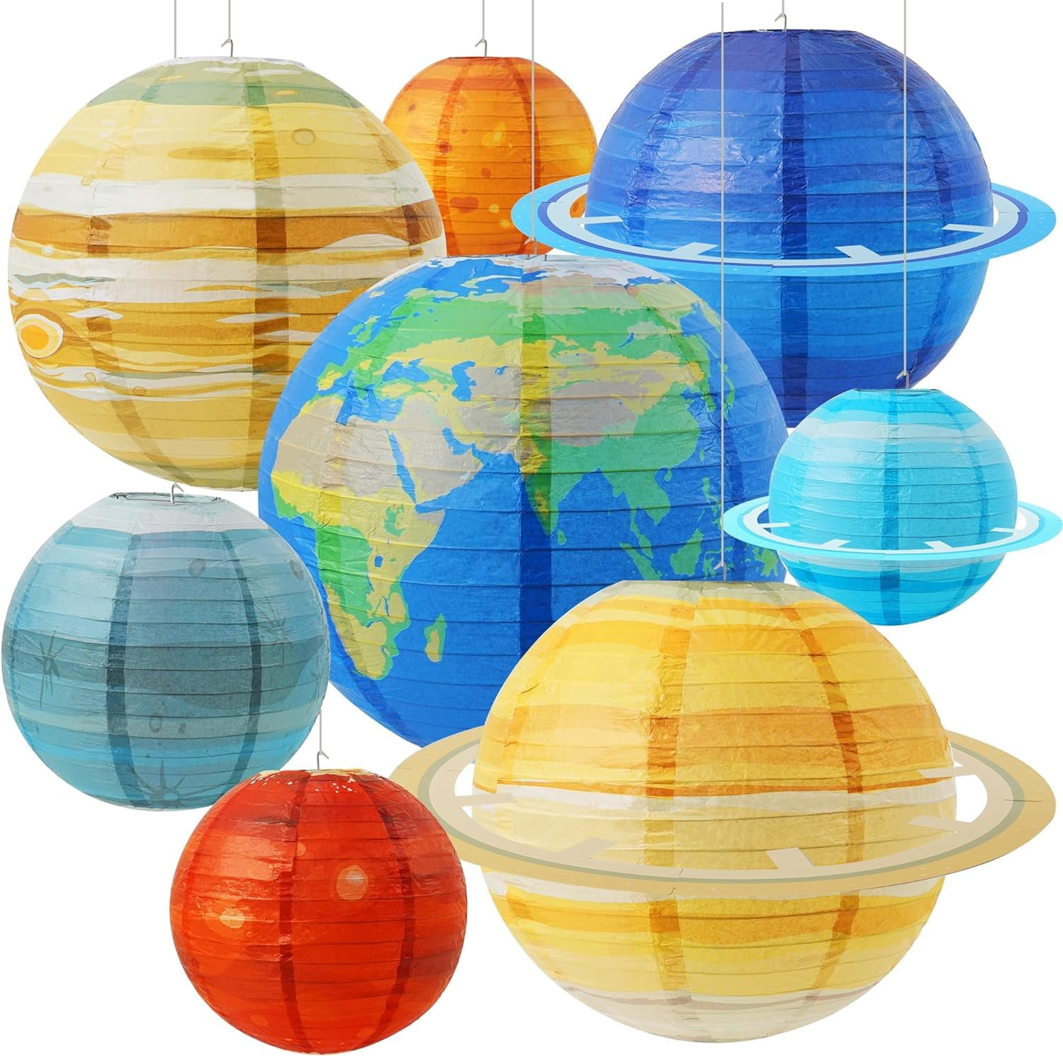 Space Planet Paper Lanterns 12 in Solar System Hanging Decor Out of ...